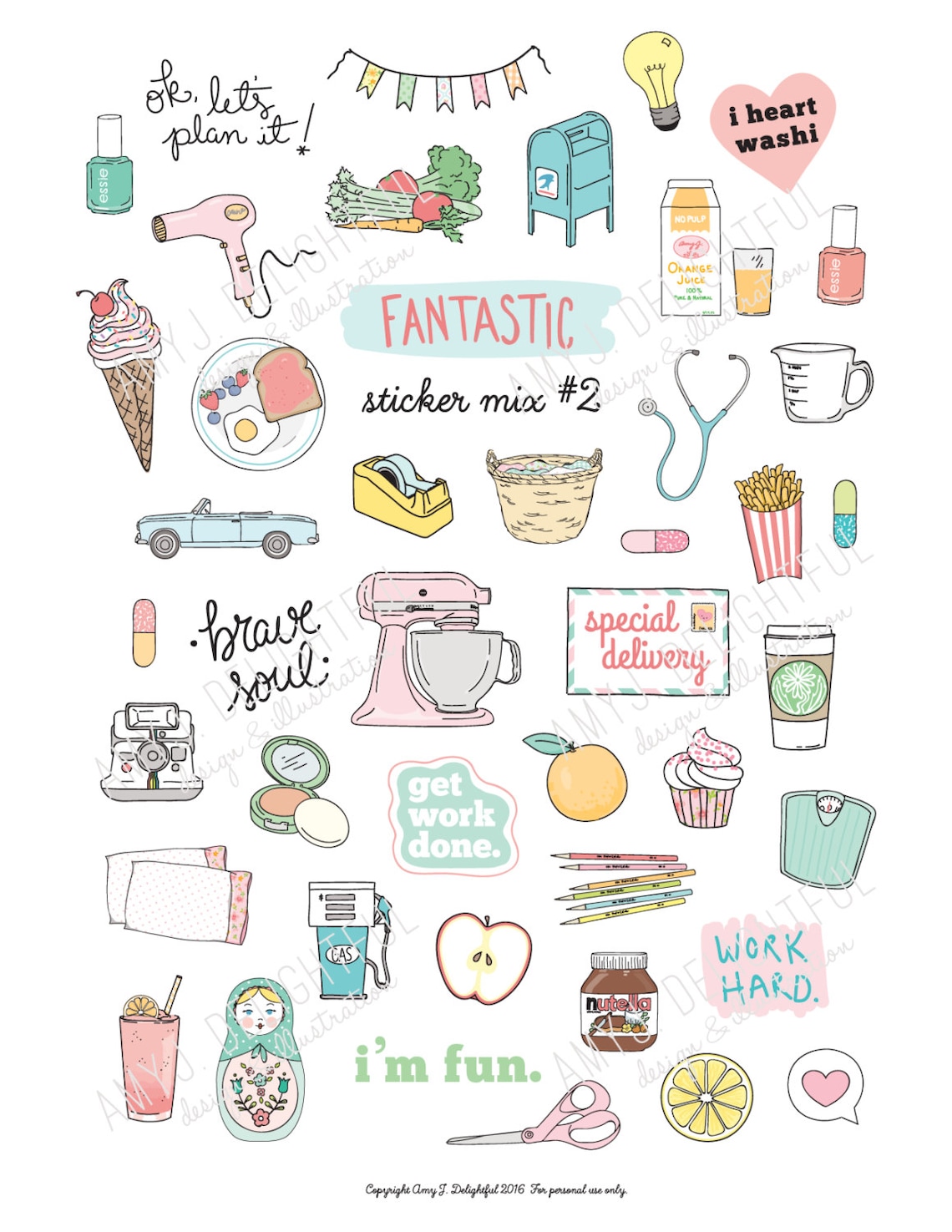 Printable FANTASTIC Sticker MIX 2 Digital File Instant - Etsy
