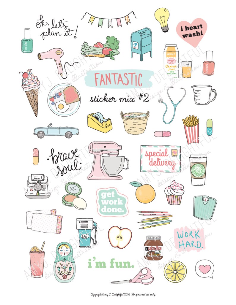 Printable FANTASTIC Sticker MIX #2 - Digital File Instant Download ...