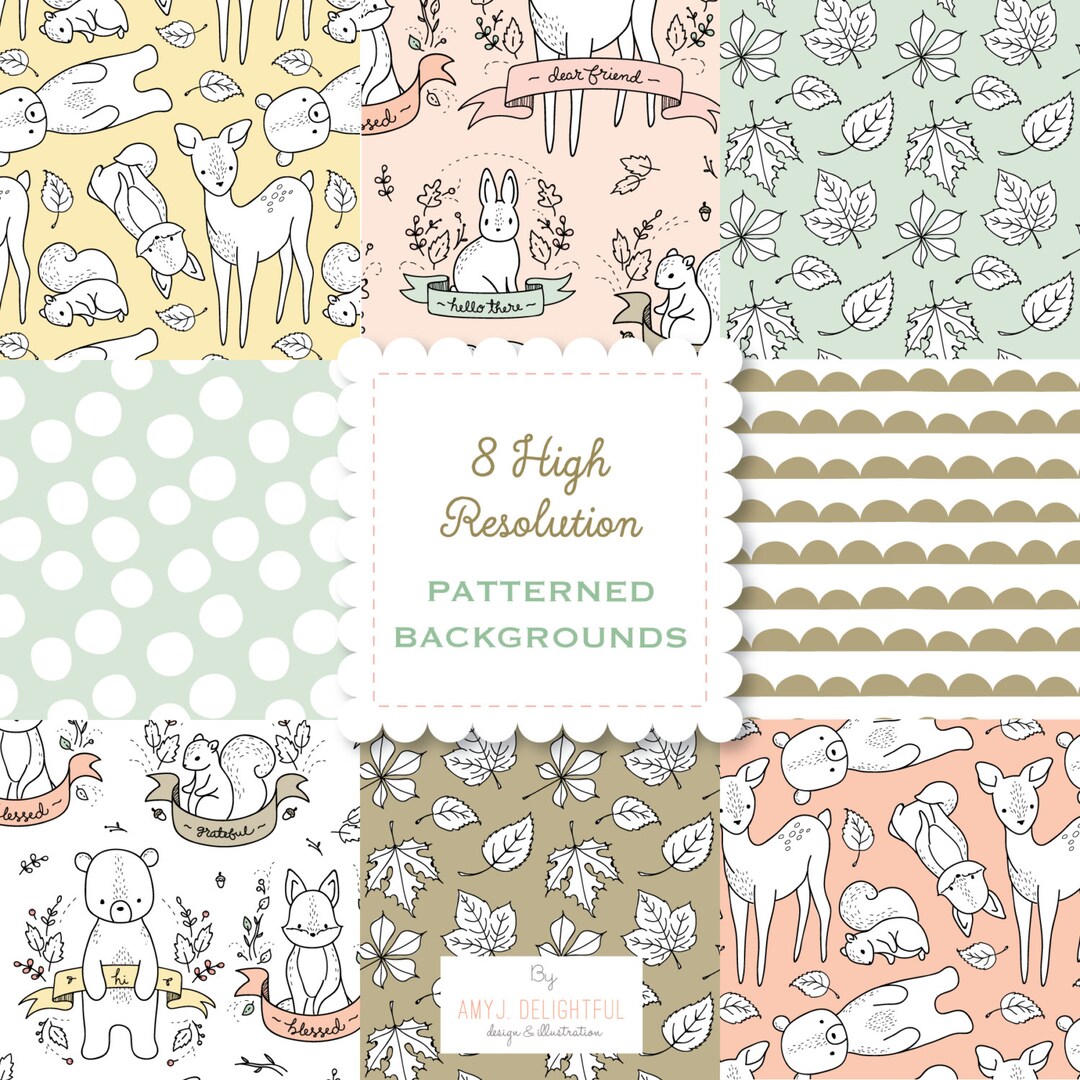 Fall Critters PATTERNED BACKGROUND Set in Autumn Pastels- Digital ...