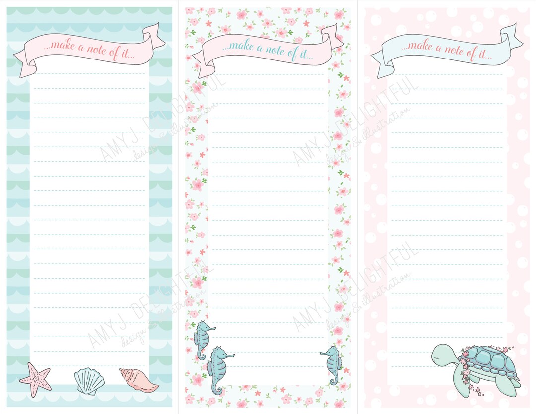 Mermaids Notes/lists/inserts-digital File Instant Download-planner ...