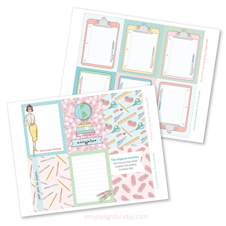 Printable Studious Retro Girl Planner Kitdigital File - Etsy