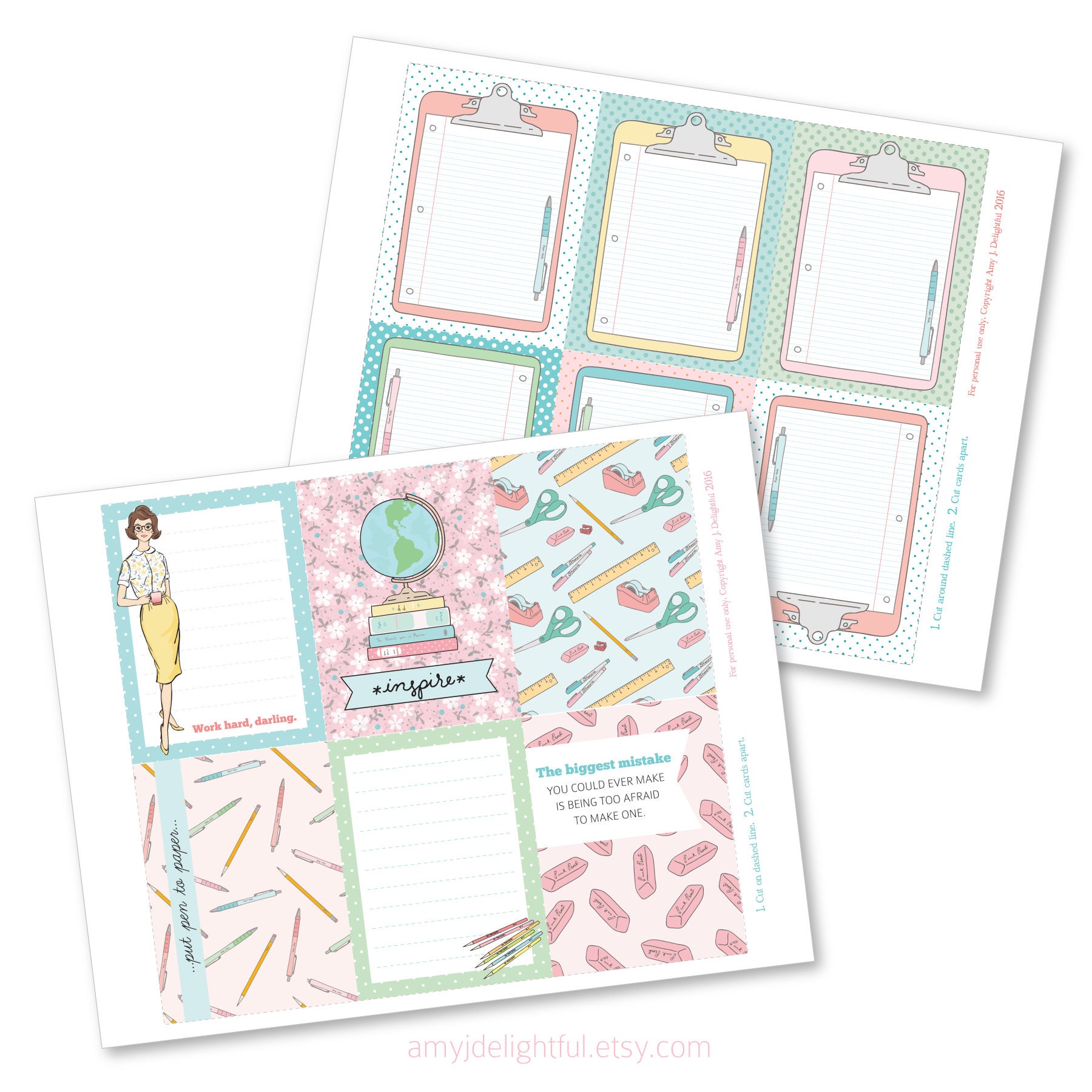 Printable Studious Retro Girl Planner Kit!-digital File Instant ...