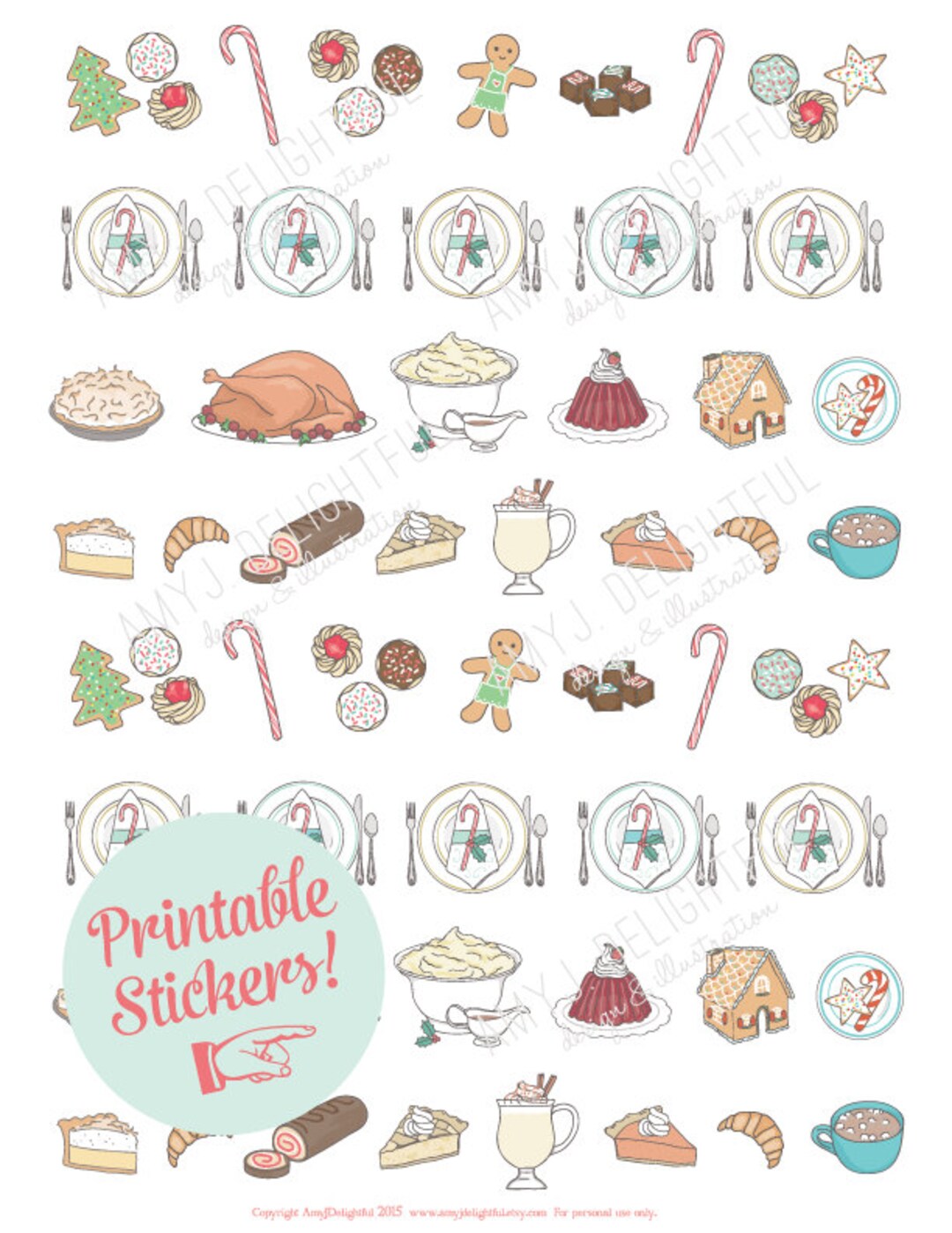 Printable Holiday Foods STICKERS! - Digital File Instant Download ...