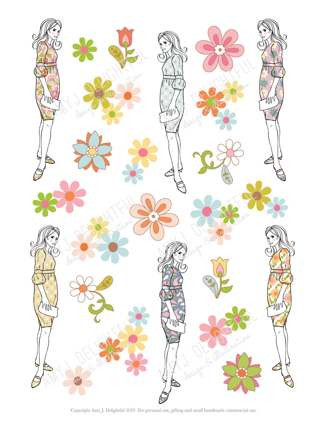 Printable Mod Daisy Stickers! -digital File Instant Download- Planner ...