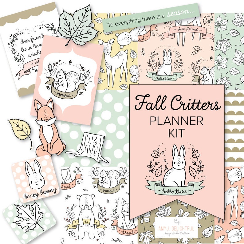 Printable Fall Critters Planner Kitdigital File Instant | Etsy