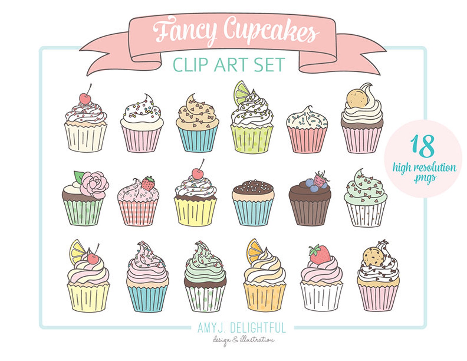 Fancy Cupcakes CLIP ART SET for Personal and Commercial - Etsy