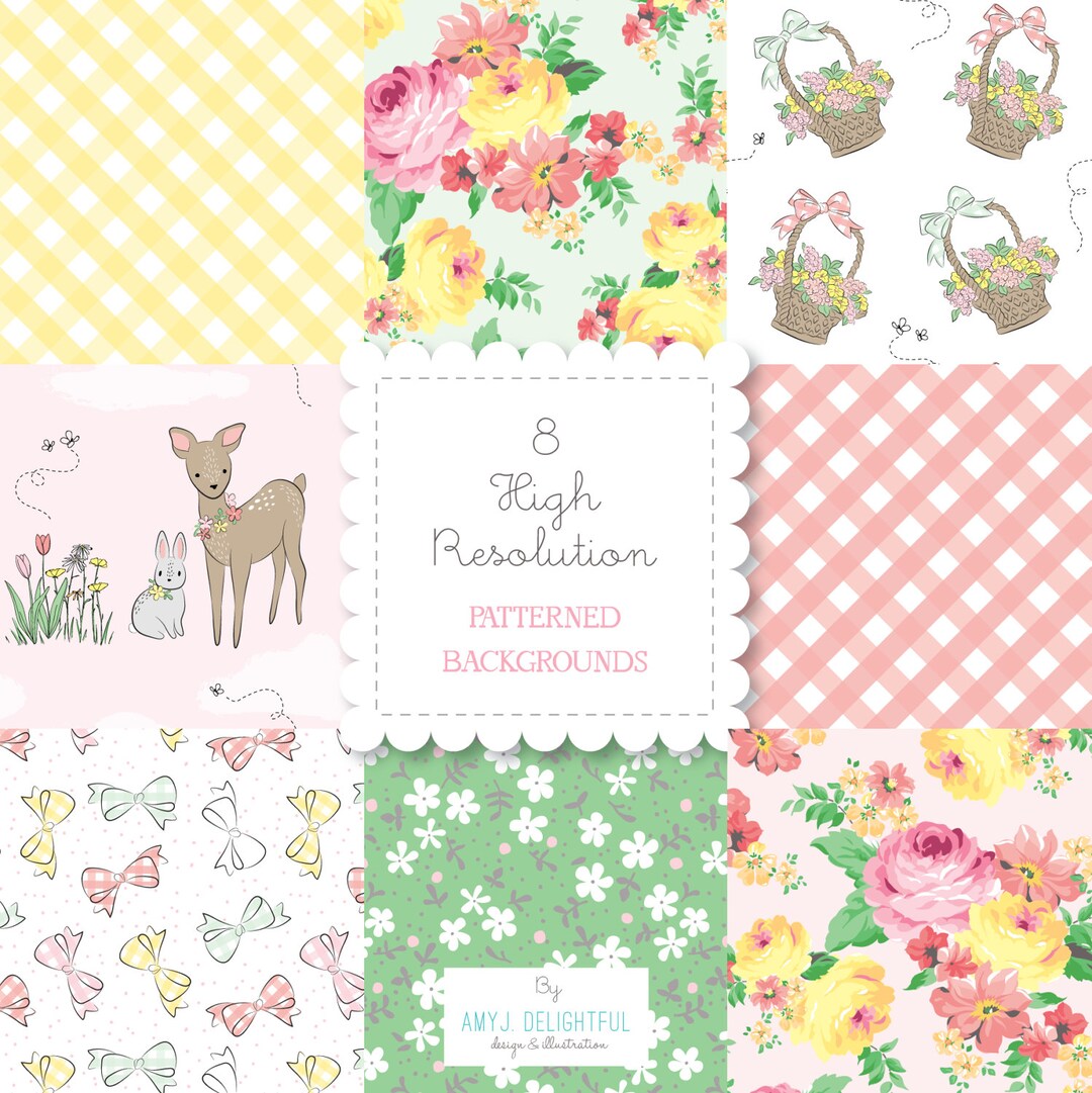Spring PATTERNED BACKGROUND Set-instant Download -digital Papers ...