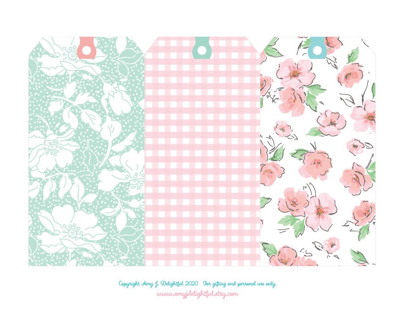 Printable Floral Tags large digital File Instant | Etsy