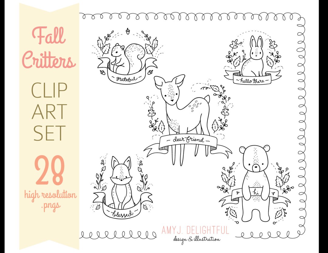 Fall Critters CLIP ART SET for Personal and Commercial Use -fawn, Fox ...