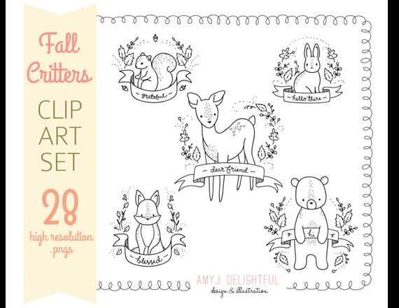 Fall Critters CLIP ART SET for Personal and Commercial Use | Etsy