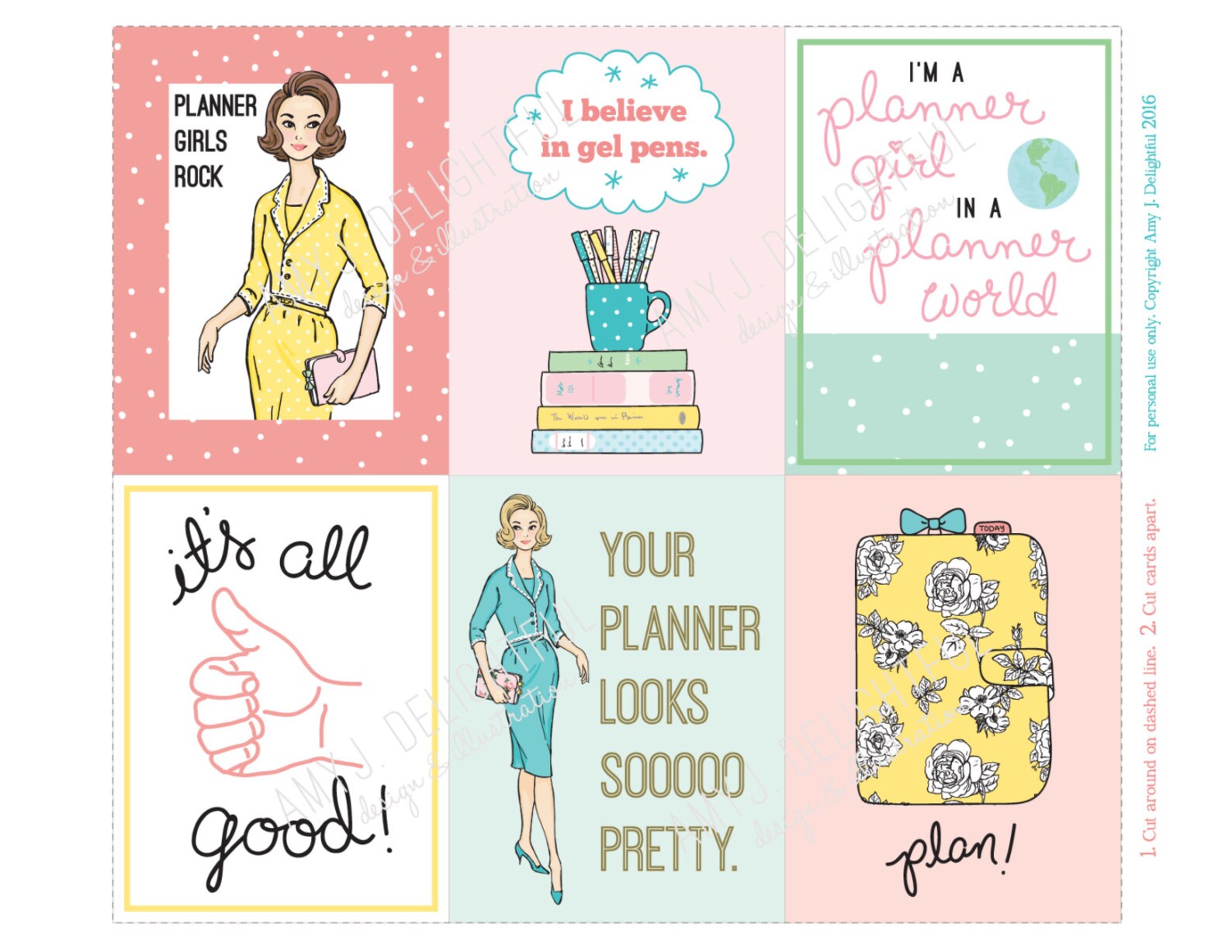 Planner Girl Journal Cards/inserts-digital File Instant - Etsy
