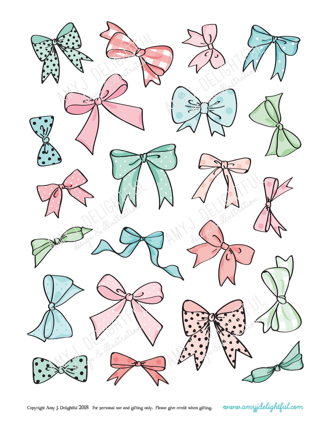Printable Christmas Bows Die Cuts! - Digital File Instant Download ...