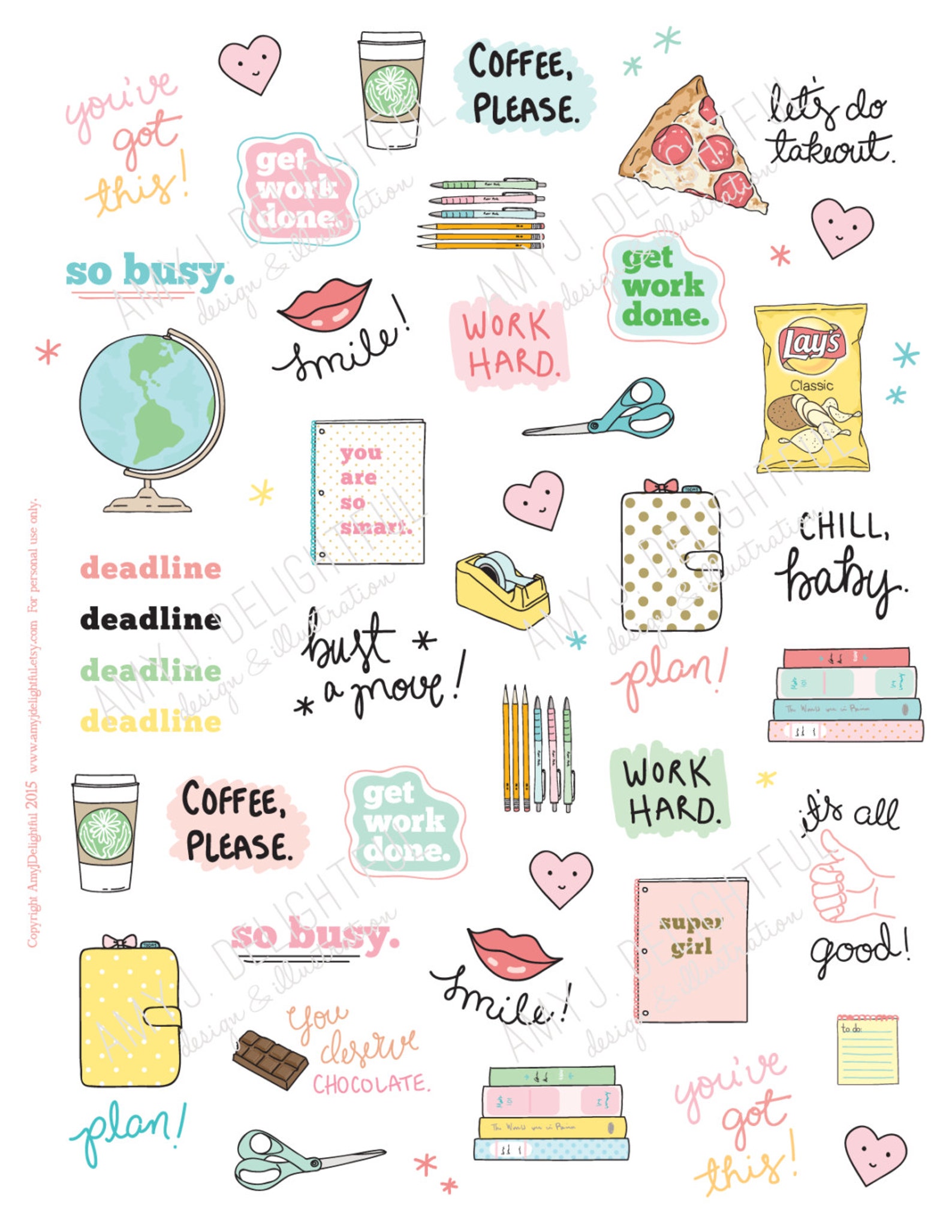 Printable BUSY GIRL Stickers Digital File Instant Download - Etsy