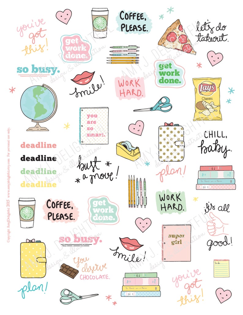 Printable BUSY GIRL Stickers Digital File Instant Download - Etsy