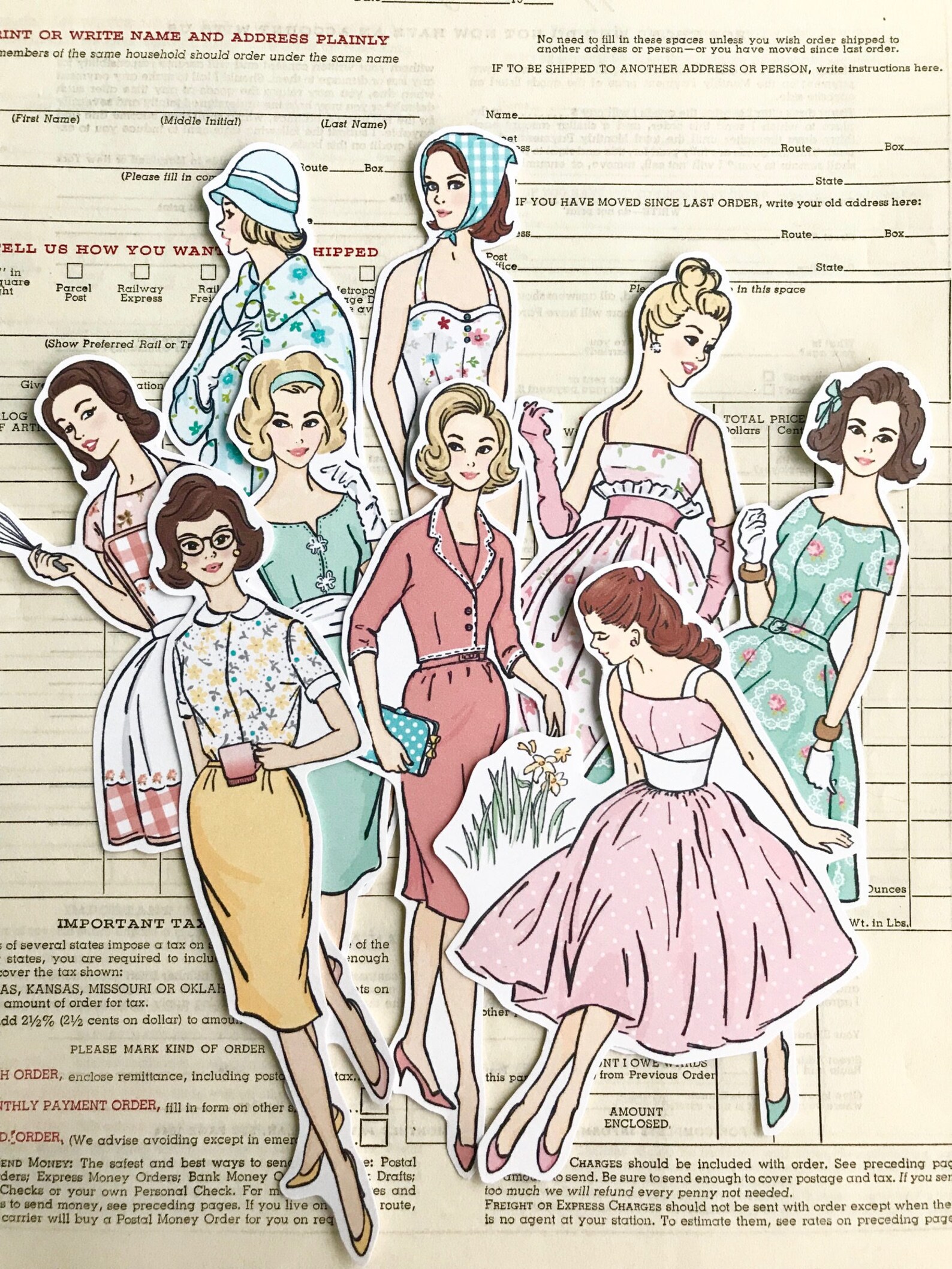 Printable RETRO GIRLS Sampler Set of Die Cuts Digital File - Etsy