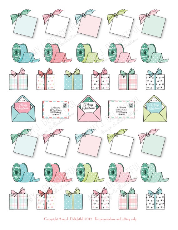Printable Christmas Gifts STICKERS Digital File Instant - Etsy