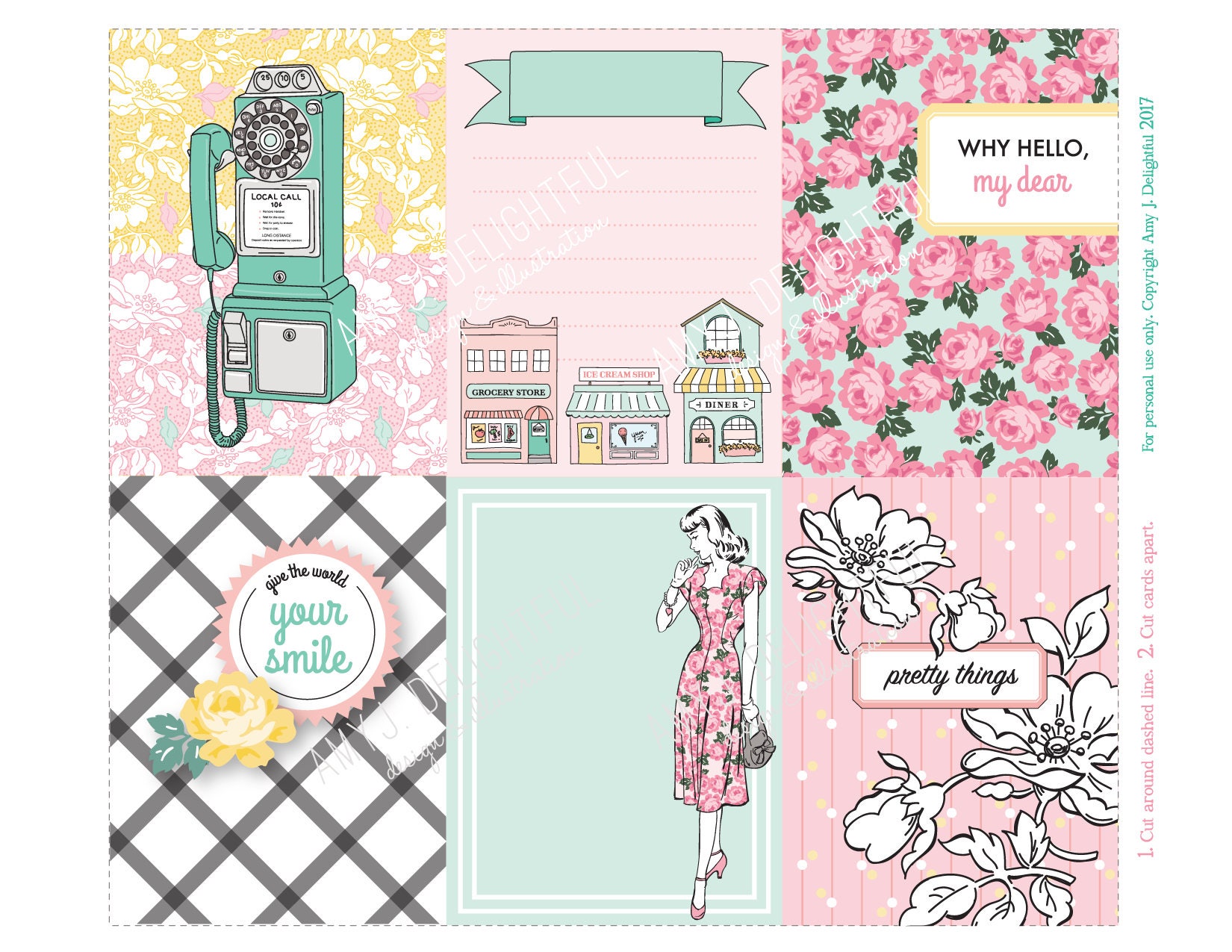 Small Town Feel Journal Cards-digital File Instant Download-planner ...