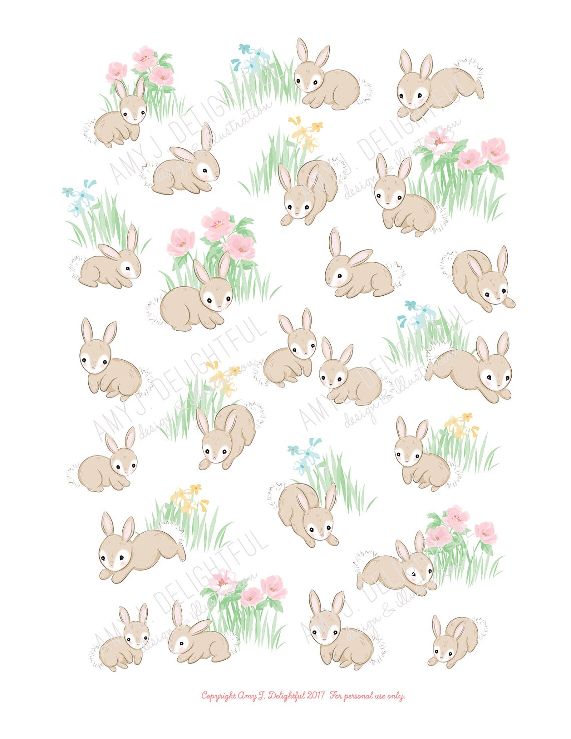 Printable Little Bunnies Stickersdigital File Instant - Etsy