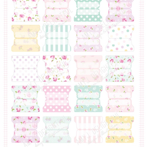 LARGE SIZE Printable Blank Floral Planner File Tabs Digital - Etsy