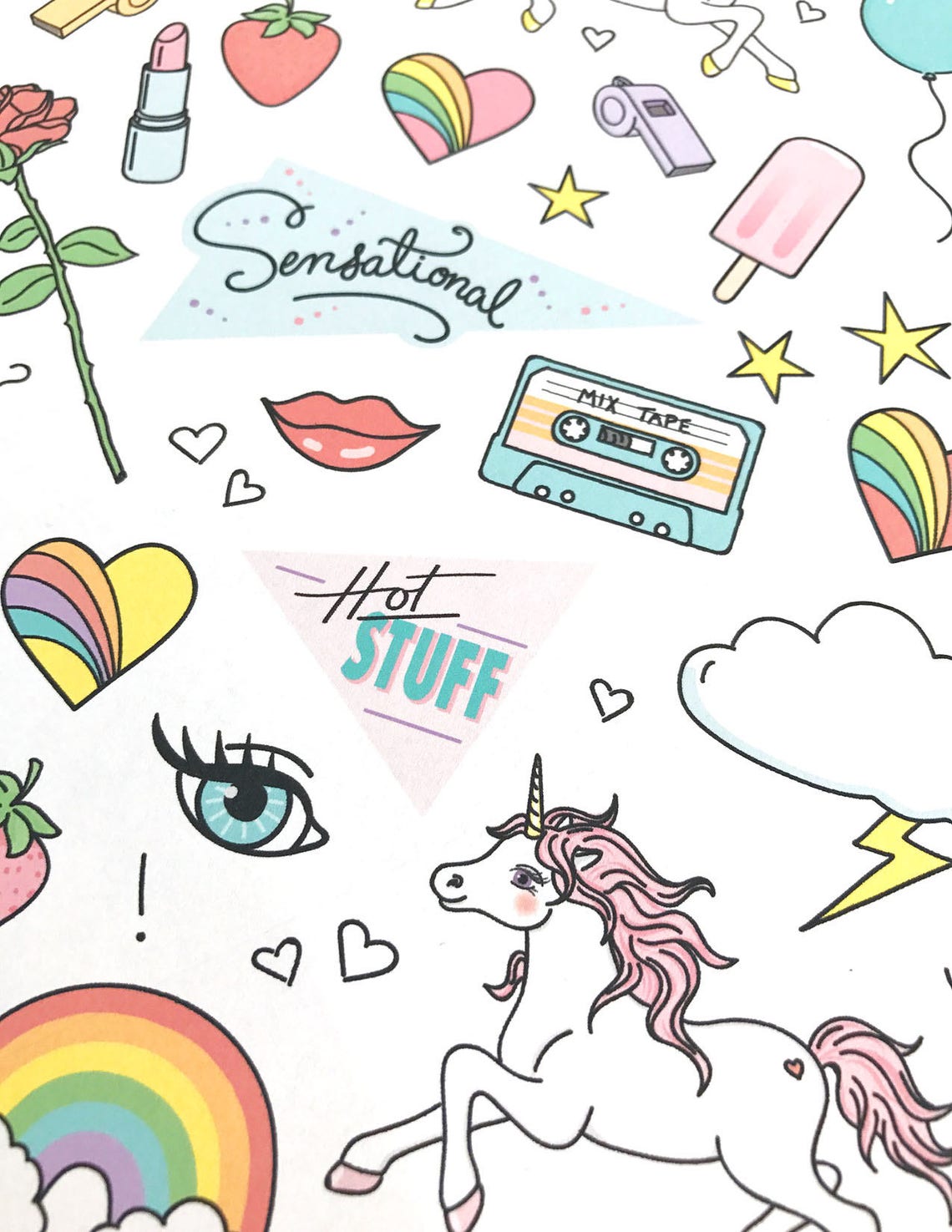 Printable 80s STICKER MIX digital File Instant - Etsy