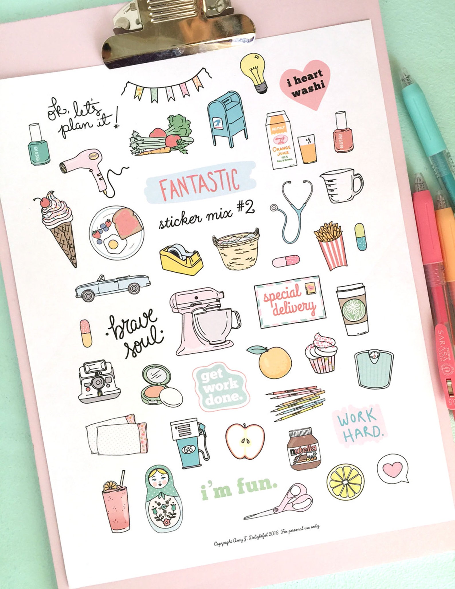 Printable FANTASTIC Sticker MIX 2 Digital File Instant - Etsy