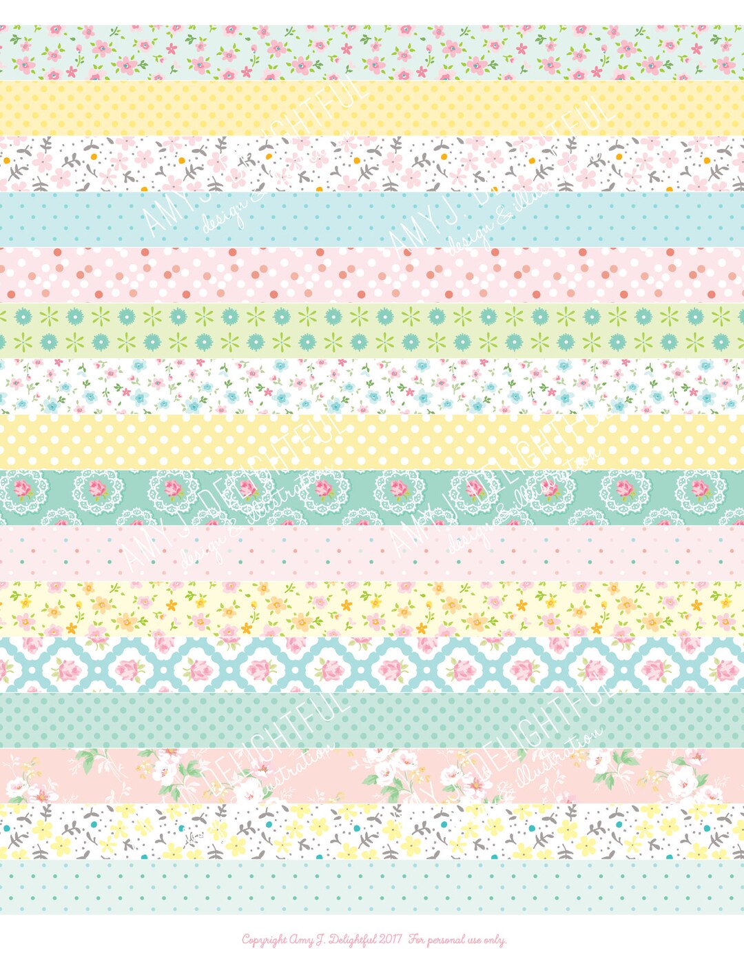 Printable WASHI TAPE Stickers!-digital File Instant Download-pastel ...