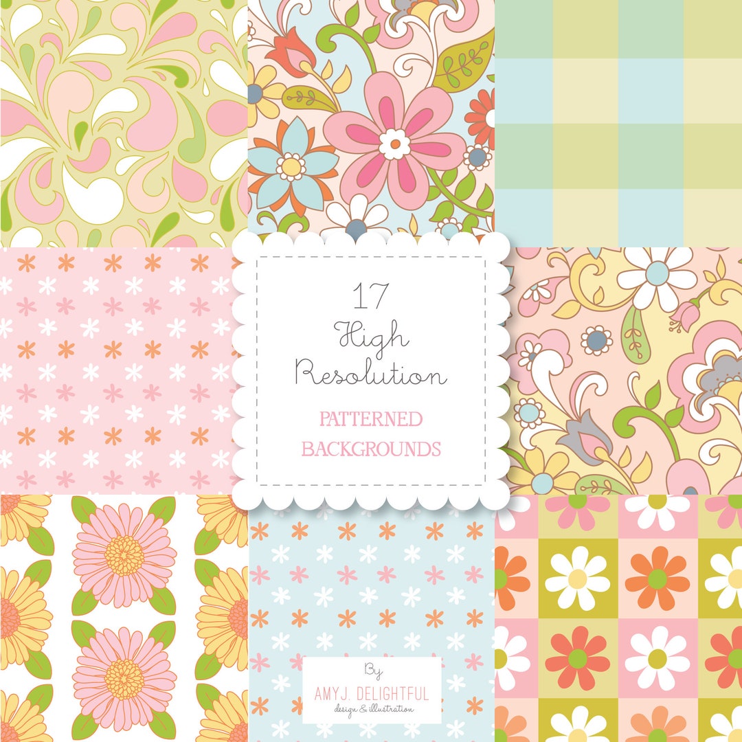 Mod Daisy Patterned Backgrounds-instant Download-digital Papers ...