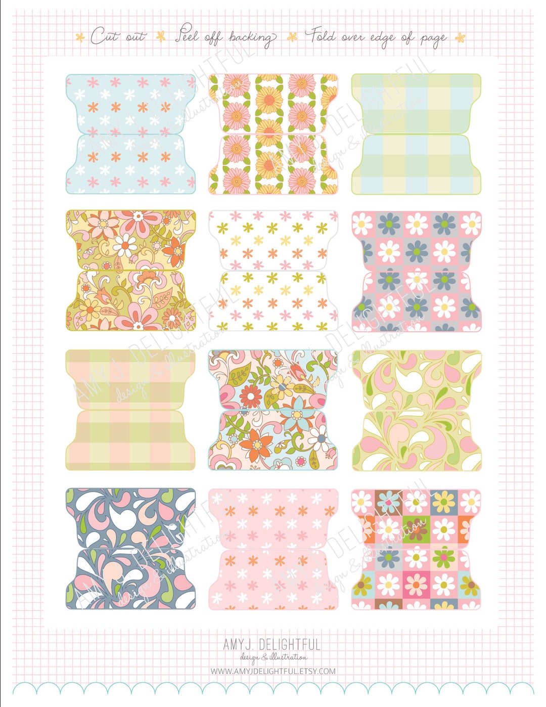 Printable Mod Daisy PLANNER FILE TABS - Digital File Instant Download ...