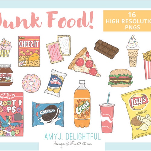 JUNK FOOD Clip Art Set for Personal and Commercial Use Chips - Etsy