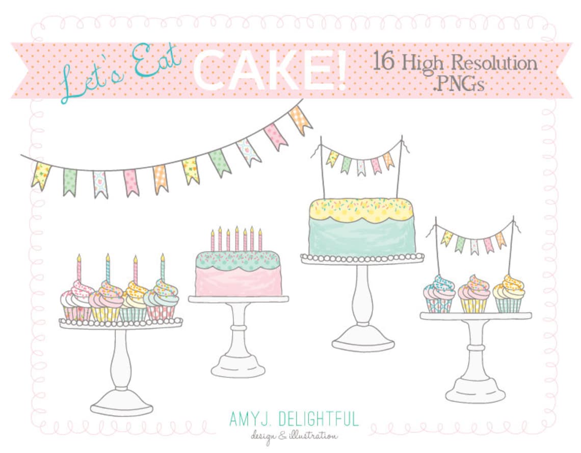Let's Eat Cake! CLIP ART SET for Personal and Commercial Use -cupcakes ...