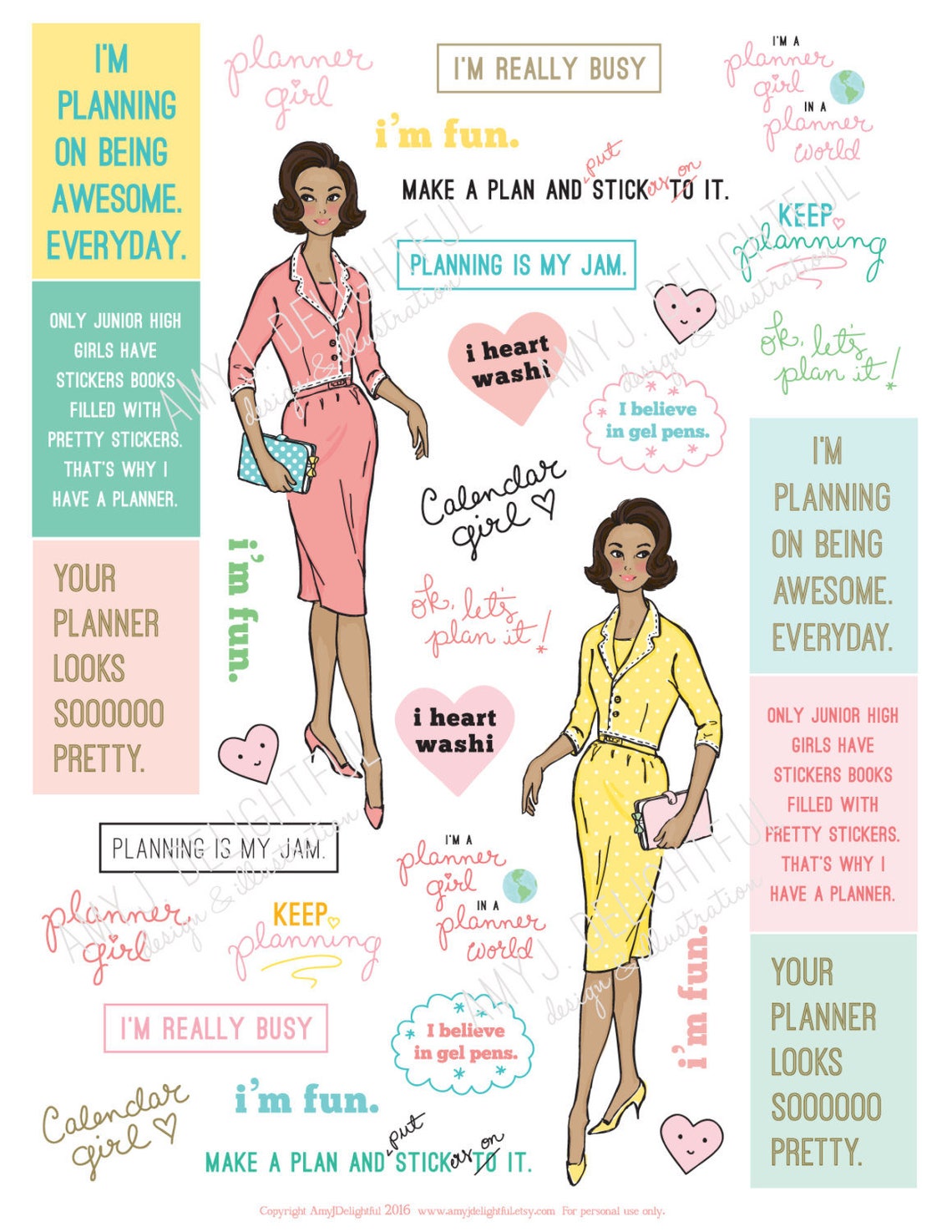 Printable PLANNER GIRL QUOTES Stickers! -digital File Instant Download ...