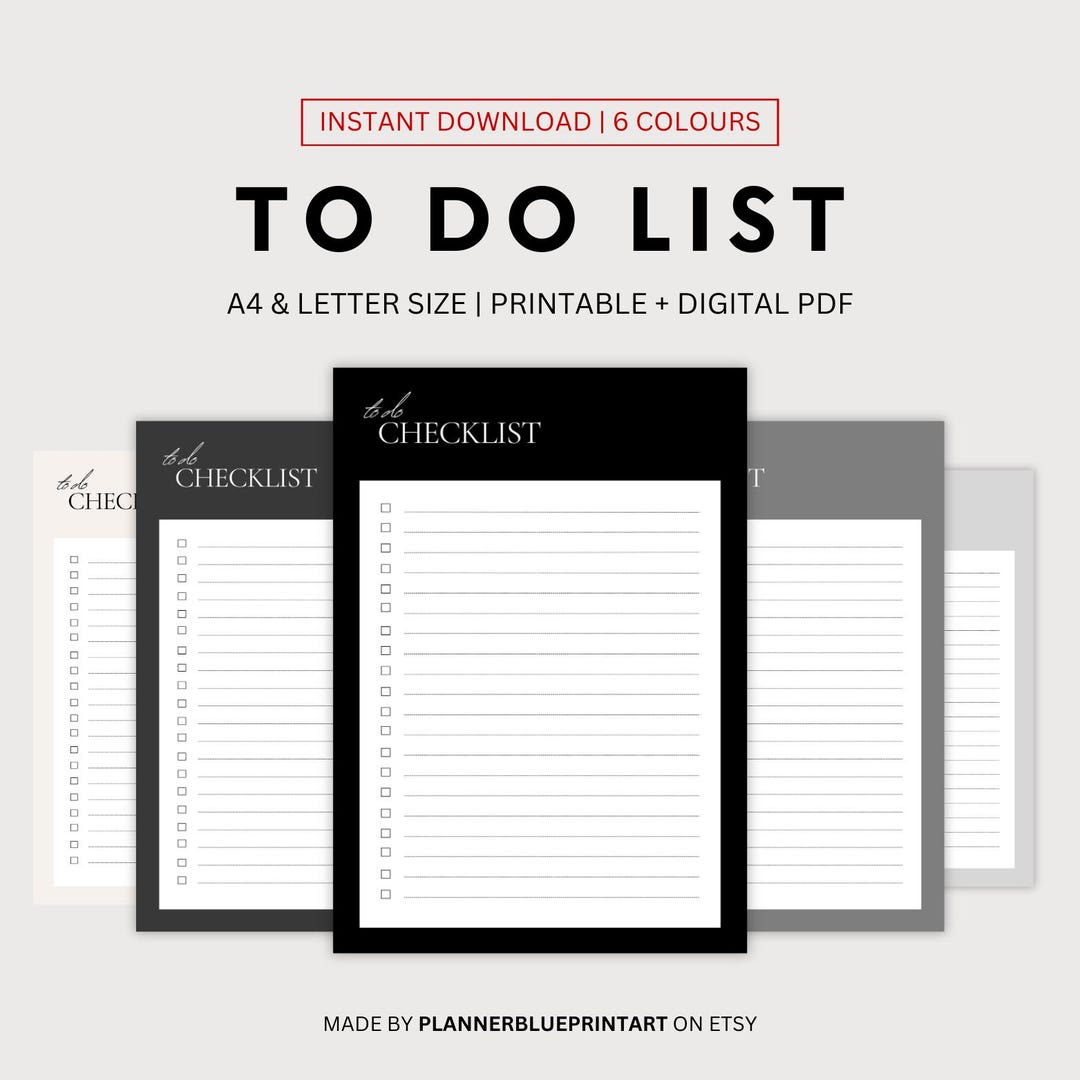 Digital Printable to Do List Template, Minimalist to Do List Page ...