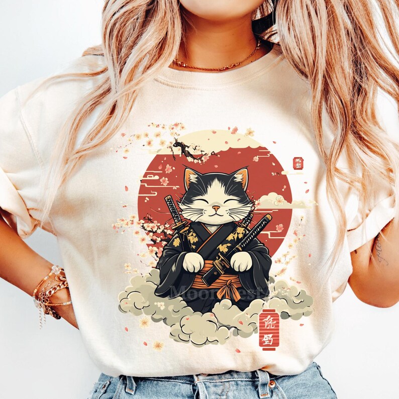 Japanese Cat Samurai PNG SVG, Cat Lover Gift PNG, Japanese Kimono Cat ...