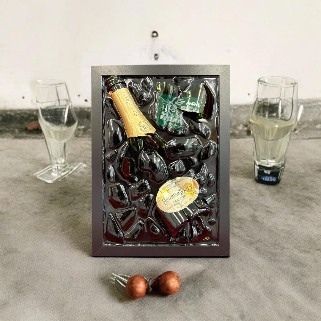 The Jou Brut - Broken Bottle Art / Champagne/frame Art / Wall ...