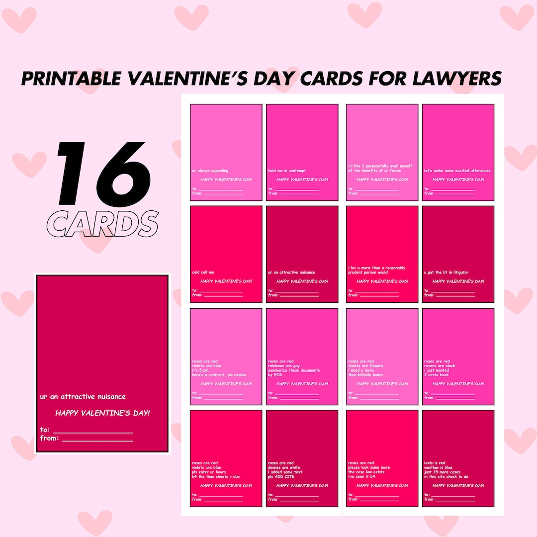 Funny Valentine's Day Cards for Lawyer | Legal Pun Cards | Attorney ...