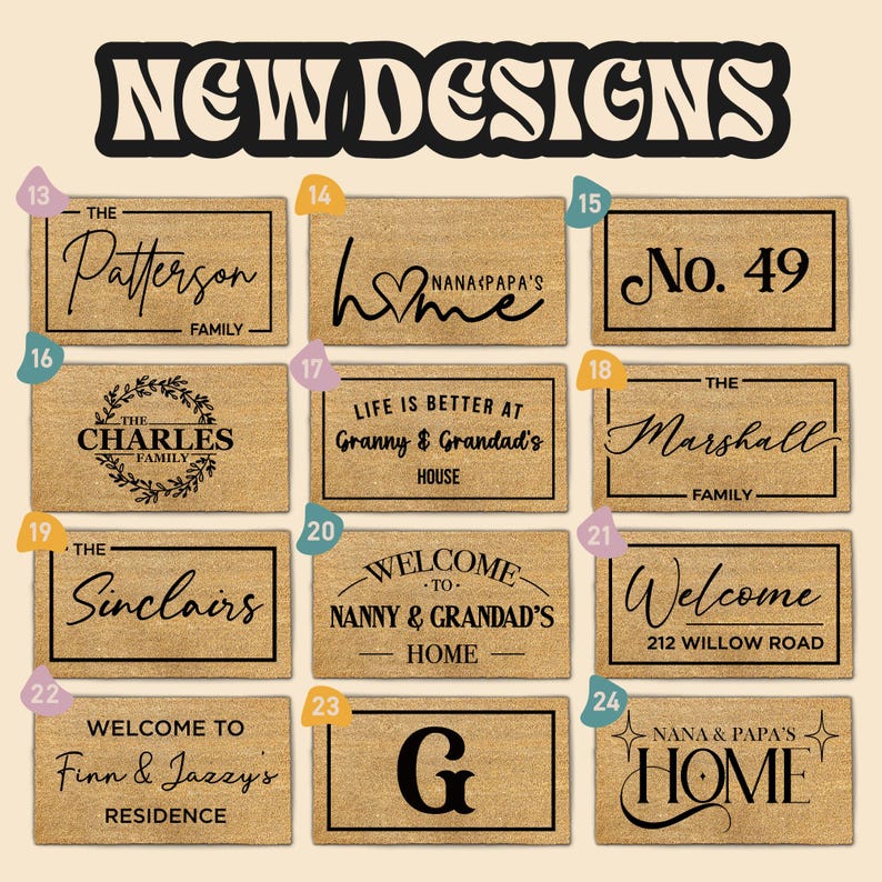 Personalized Family Name Door Mat, Custom Welcome Mat, Home Decor Gift ...