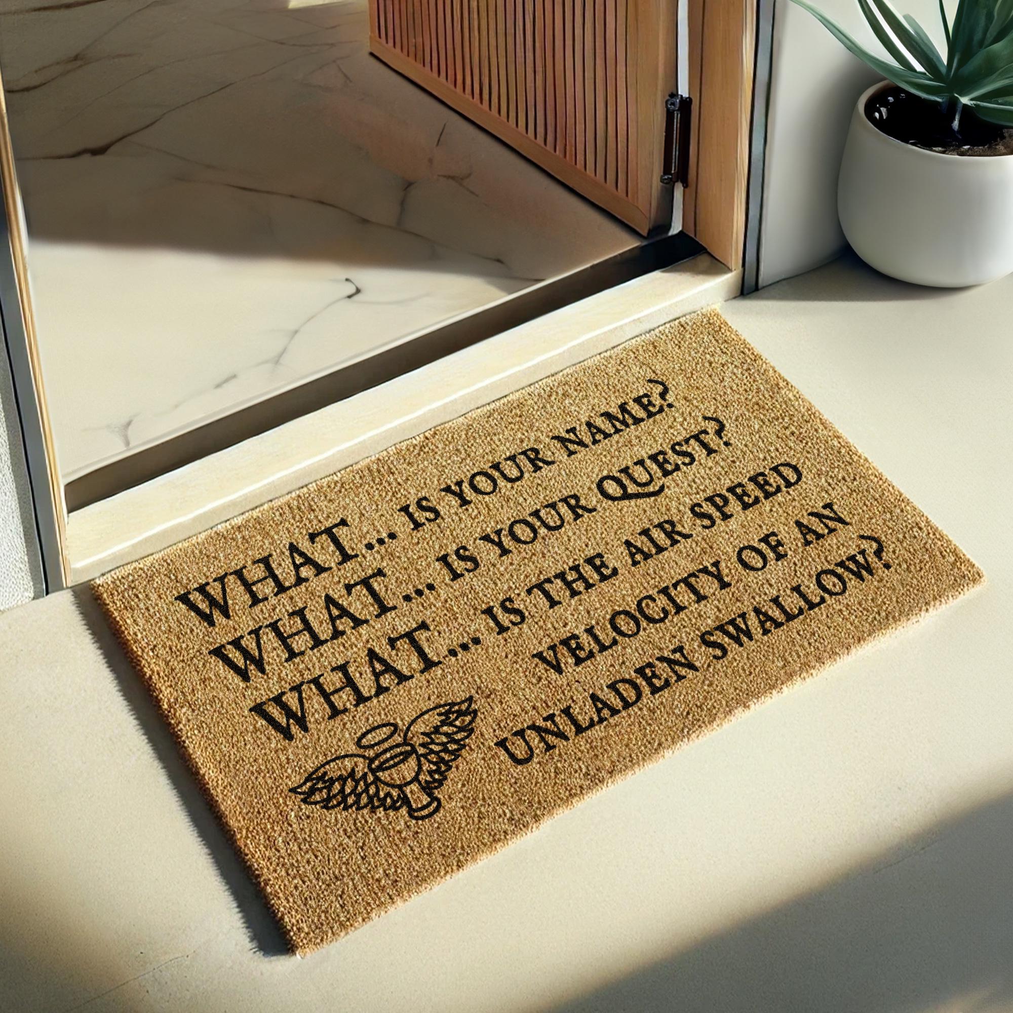 What is Your Name? Funny Welcome Mat, Monty Python Front Door Rug ...