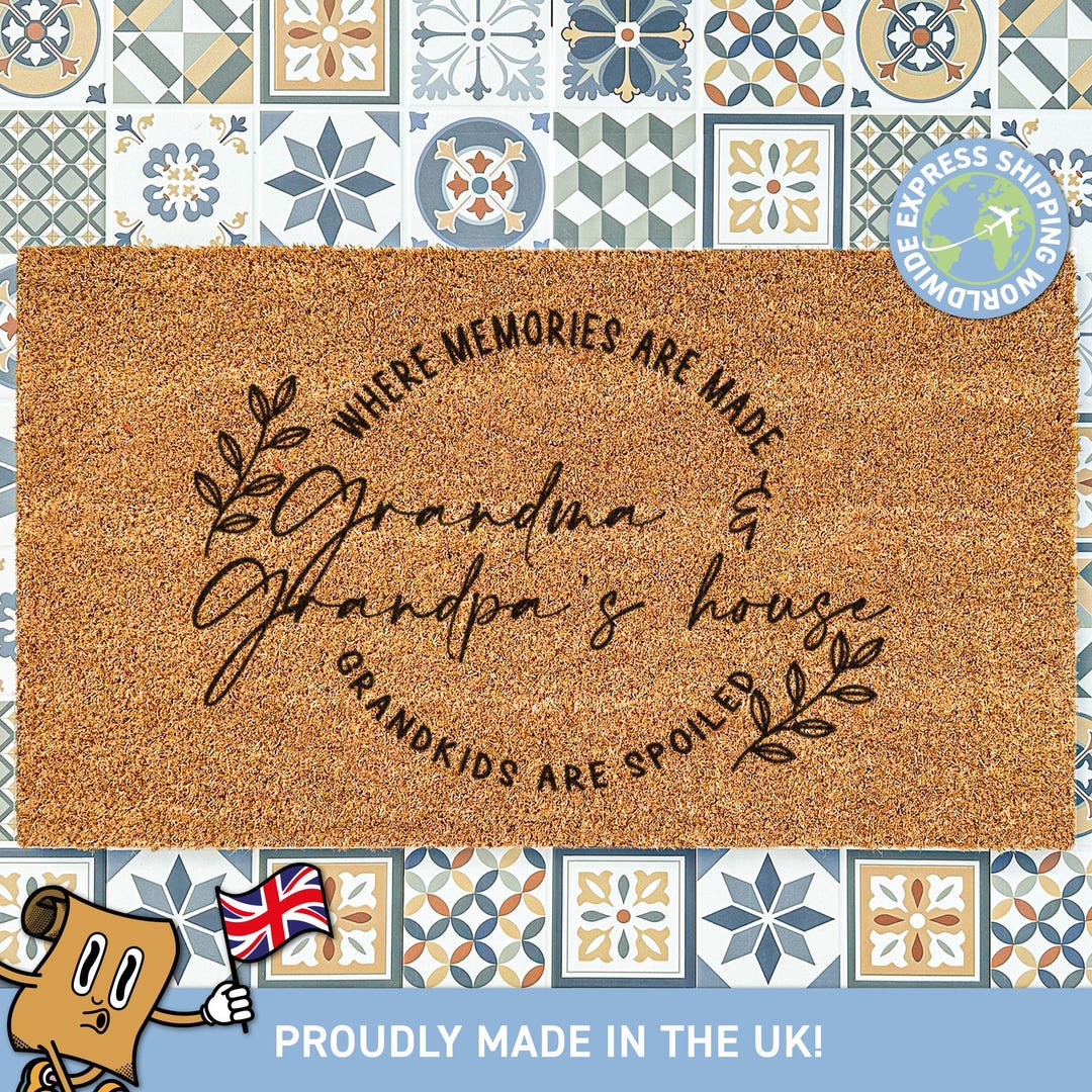 Custom Grandparent Doormats, Grandkids Are Spoiled Here, Personalized ...