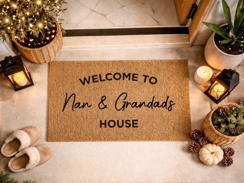 Nan Grandads Residence | Custom Name Welcome Mat | Unique Reveal ...
