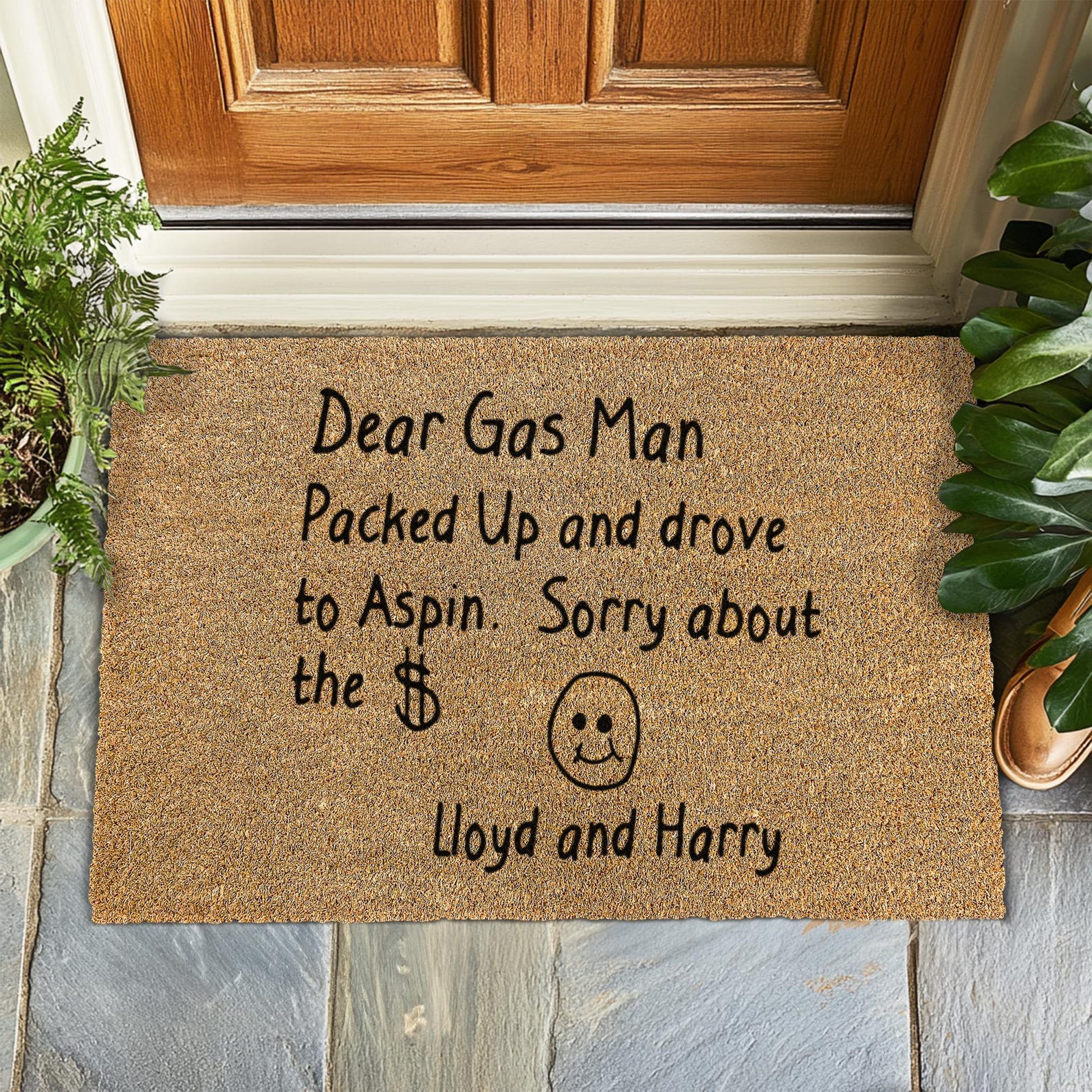 Dear Gas Man Doormat, Funny Dumb and Dumber Quote Rug, Aspen Road Trip ...