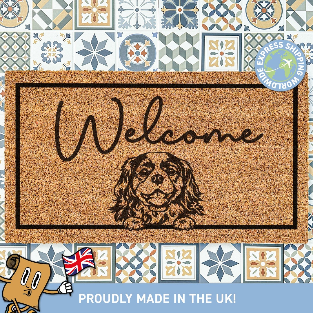 Cavalier King Charles Spaniel Welcome Doormat, Cavalier King Charles ...