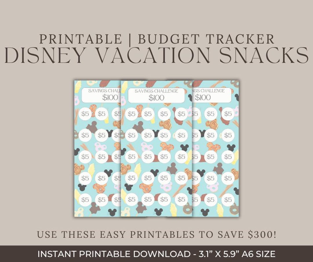 Disney Snack Savings Challenge | Vacation Budget Tracker, Printable ...