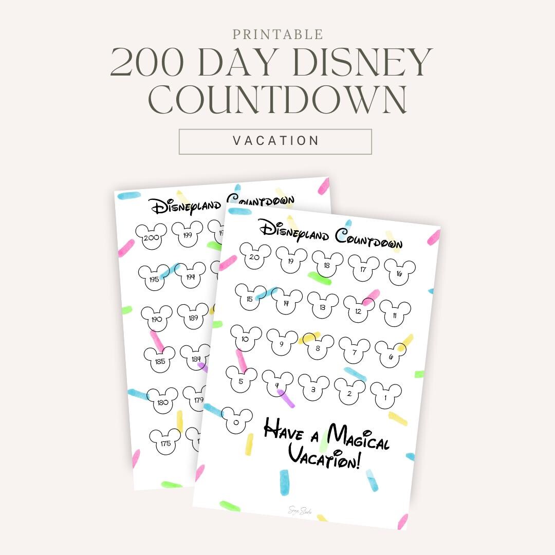 Disney Trip Countdown Chart | Vacation Planning | 200 Day Mickey ...