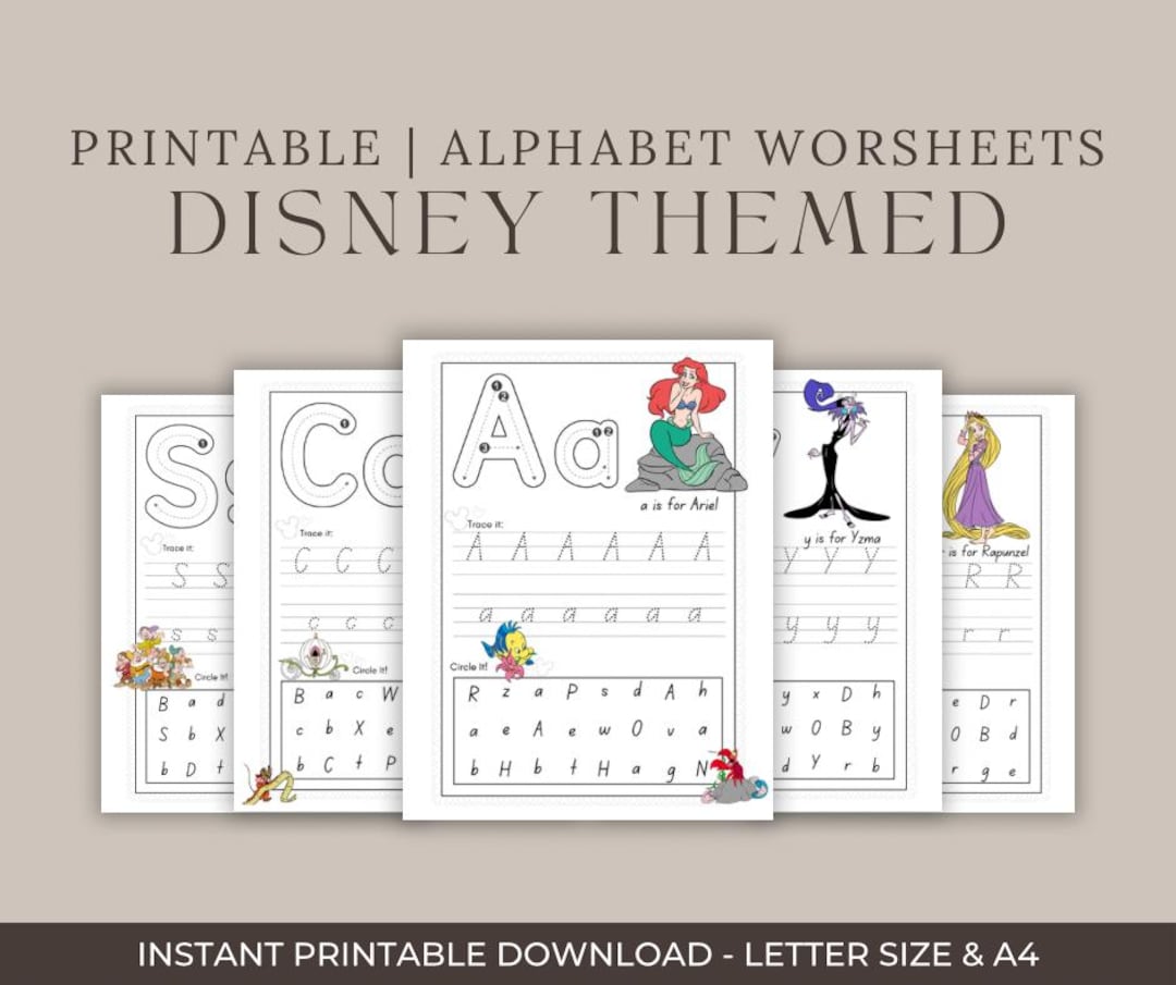 Disney Alphabet Tracing Worksheets | Preschool, Kindergarten, Learning ...