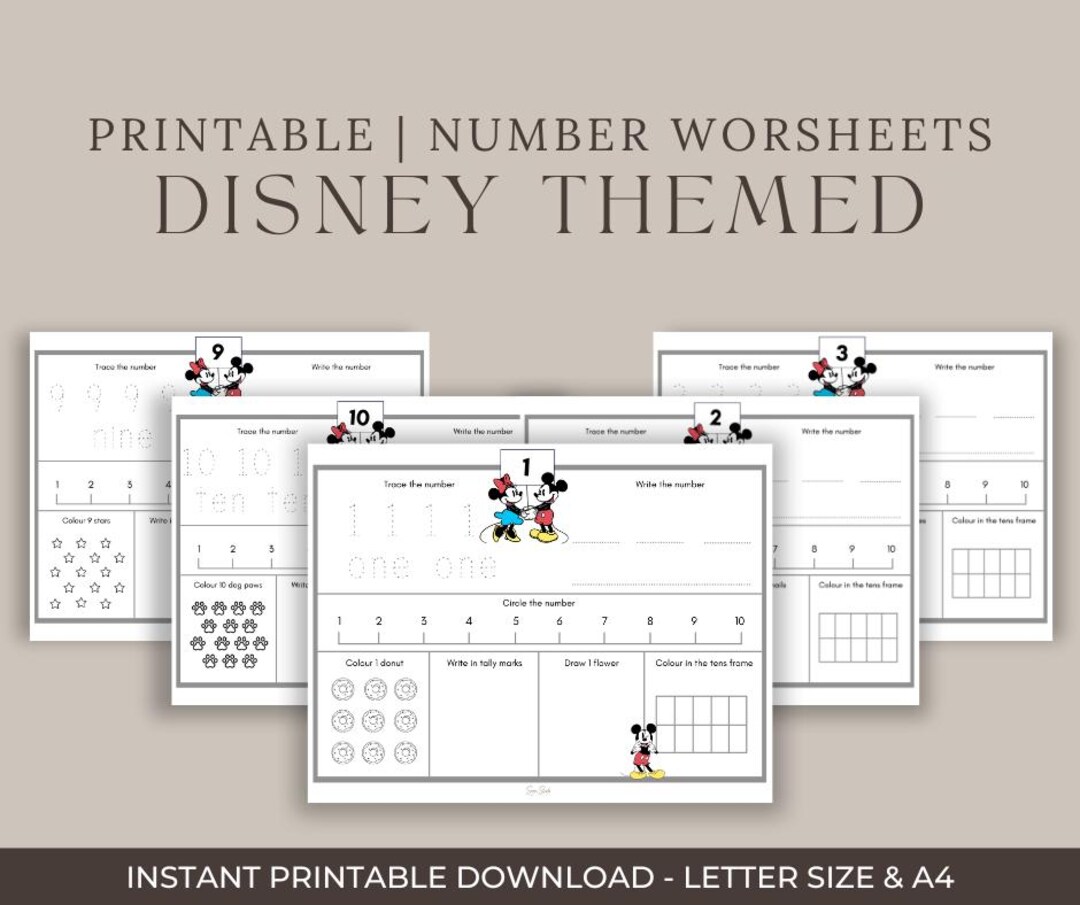 Disney Number Worksheets | Printable | Number Tracing & Counting ...