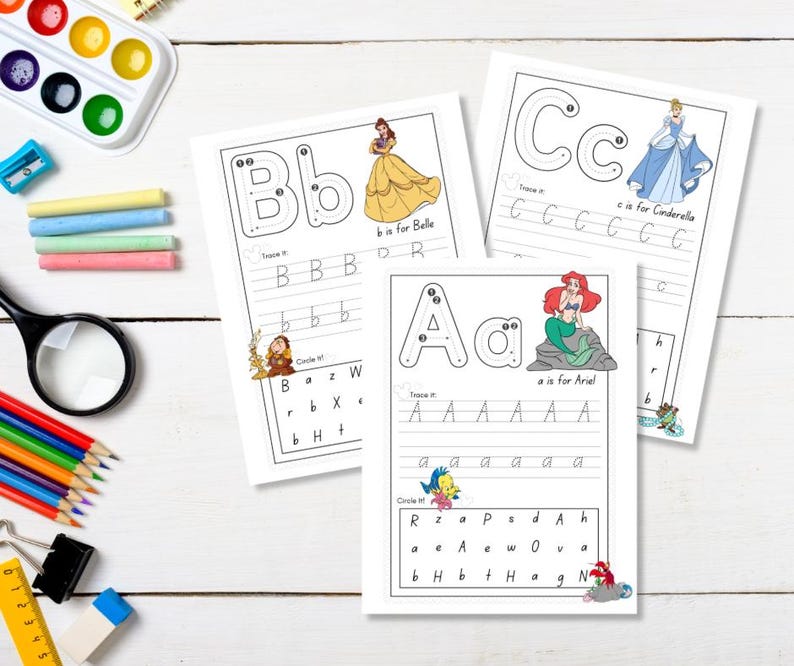 Disney Alphabet Tracing Worksheets | Preschool, Kindergarten, Learning ...
