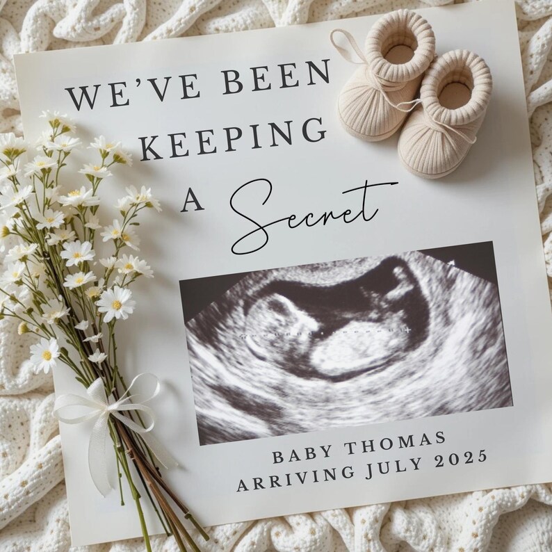 Keeping a Secret Announcement Template, Personalized Pregnancy Reveal ...