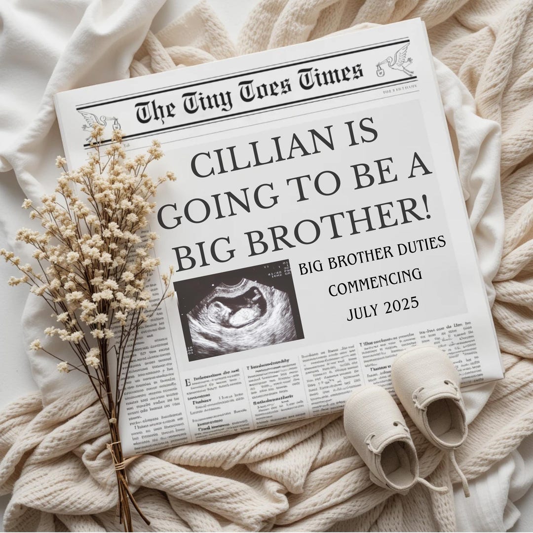 Digital Big Brother Announcement Template, Personalized Pregnancy ...