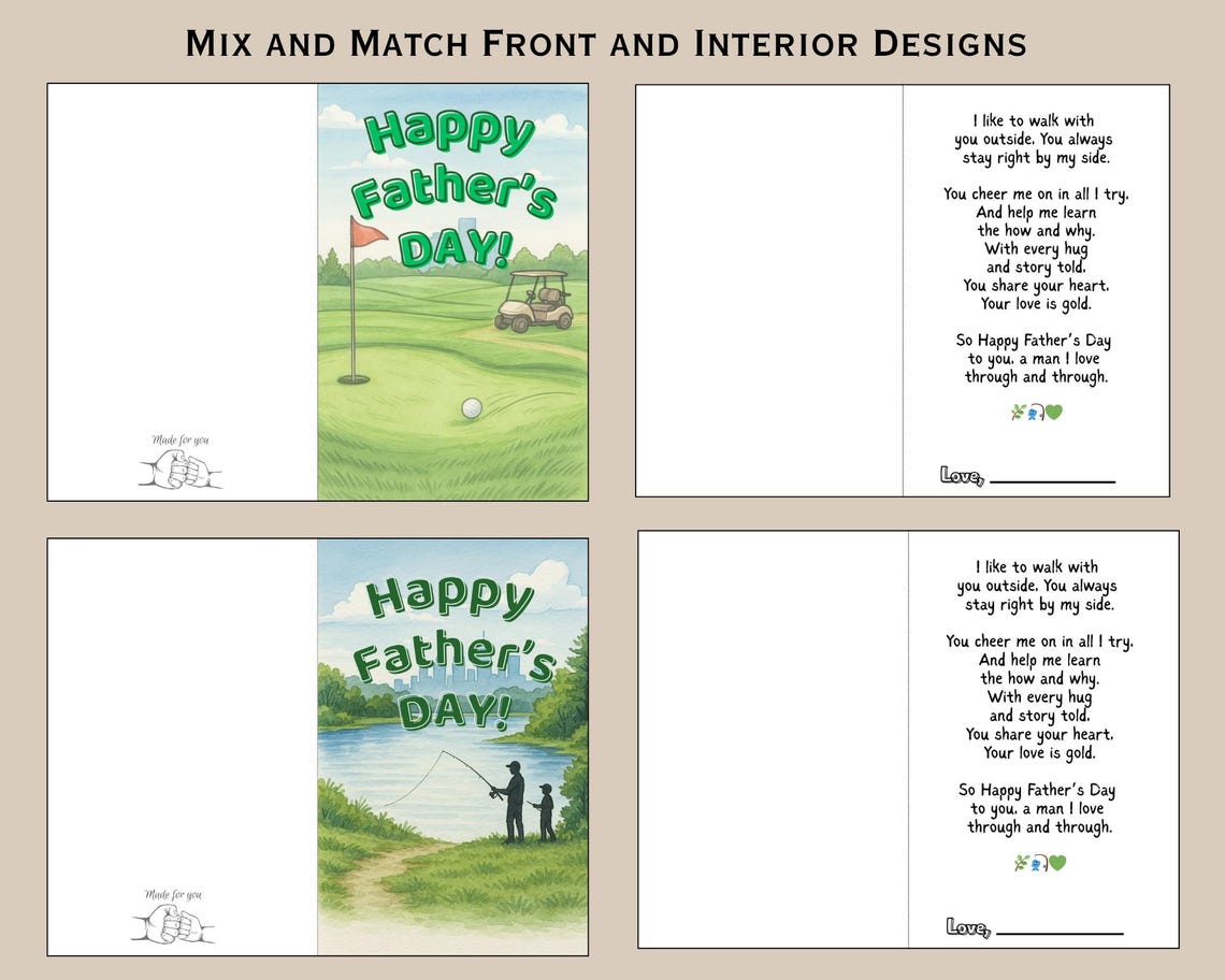 Printable Father's Day Cards: Baseball, Golf, Fishing (digital Download ...