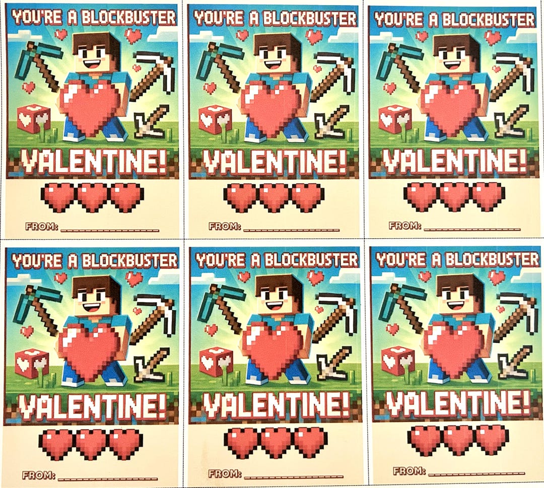 Minecraft-theme Valentines for Classroom or Friends Exchange - Etsy
